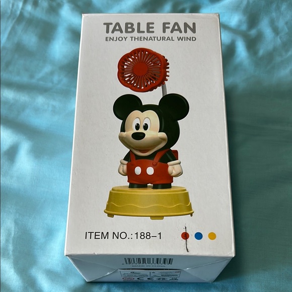 un branded | Office | Mickey Mouse Table Fan Red And Yellow Nib | Poshmark